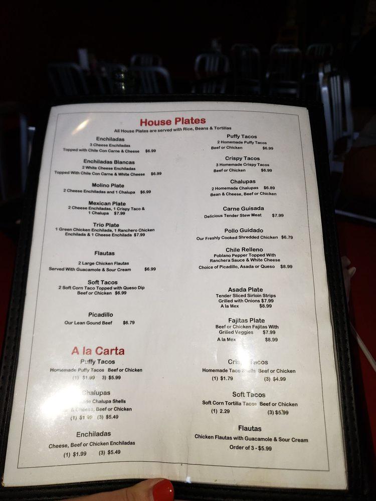 Menu at Molino Rojo Cafe, San Antonio