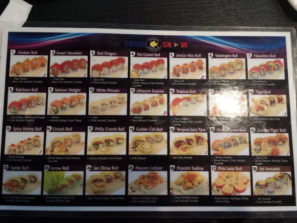Menu at Show Sushi restaurant, San Dimas
