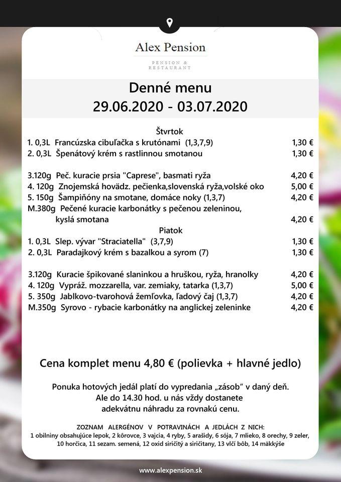Menu at Alex, Prešov
