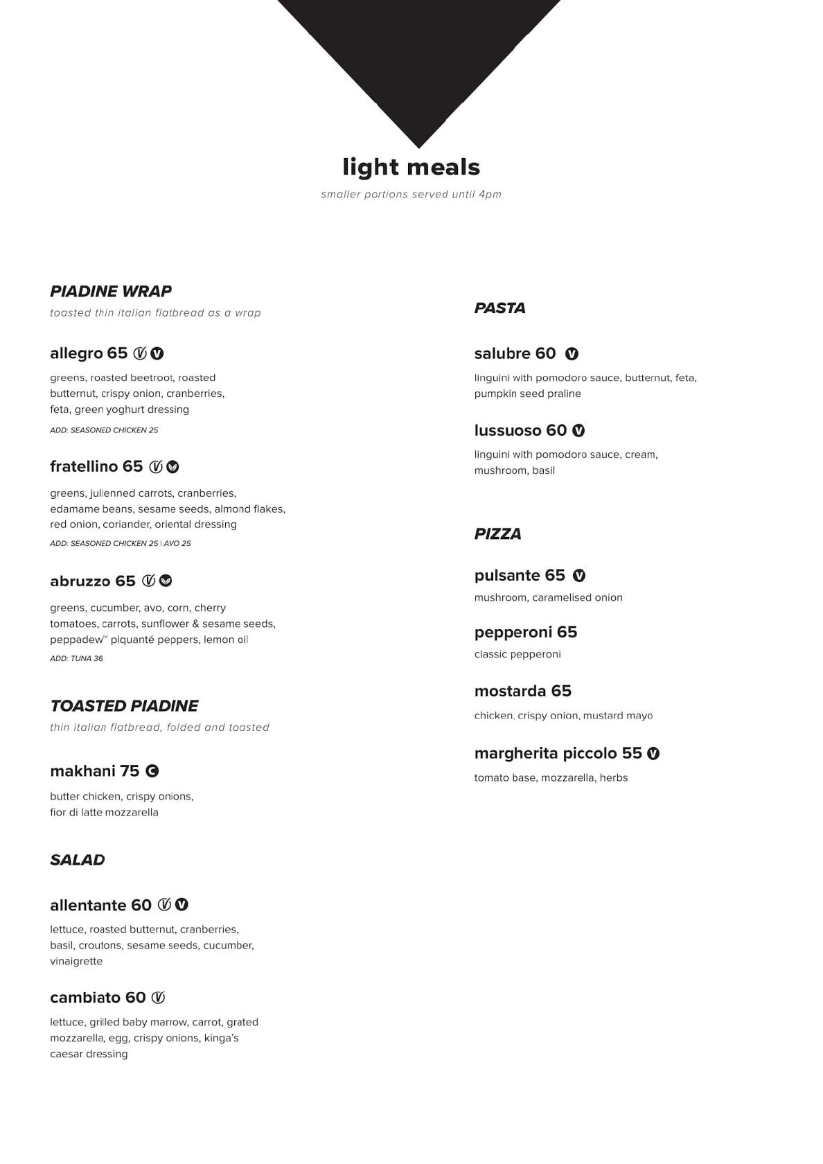 Menu at Col'Cacchio - Norwood restaurant, Johannesburg