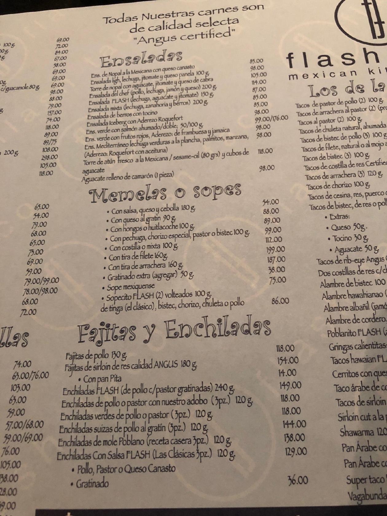 Menu at Flash Taco restaurant, Naucalpan, Av de las Fuentes 17-Local-C