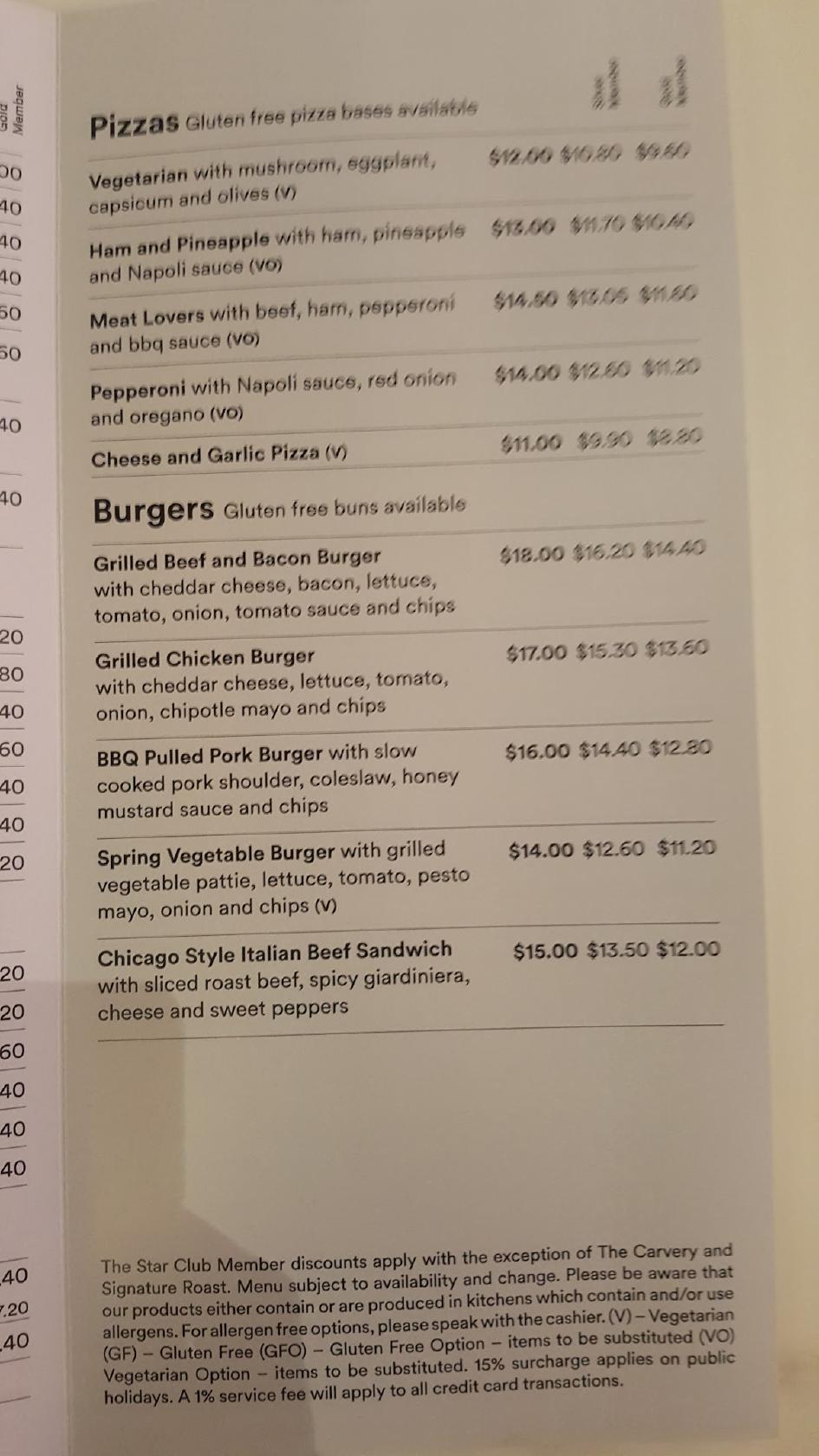 Menu at Food Quarter restaurant, Gold Coast