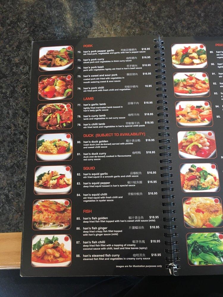 Menu at Han's Cafe Armadale, Armadale
