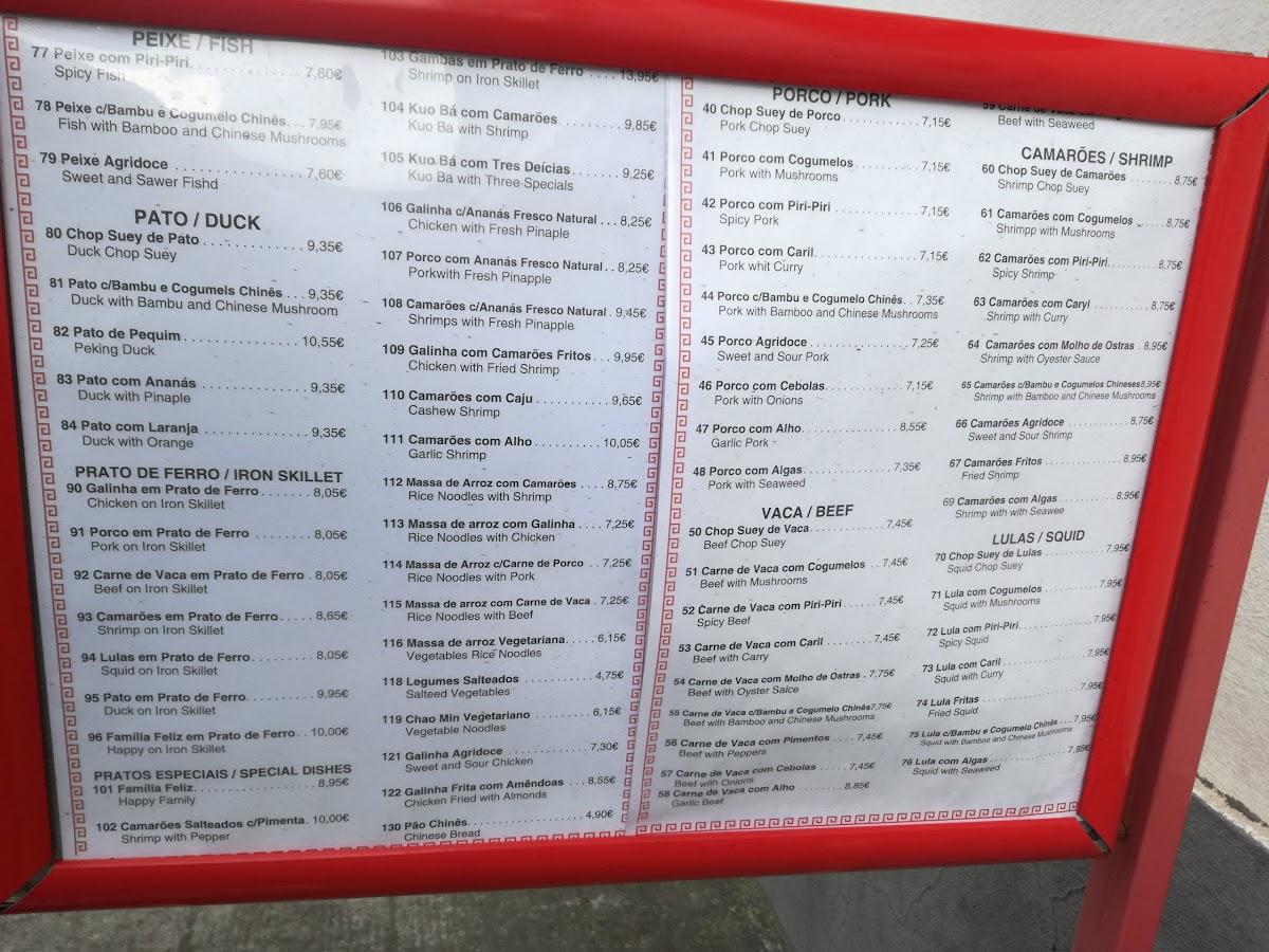 Menu em Jin Li Lai restaurante chines, Horta