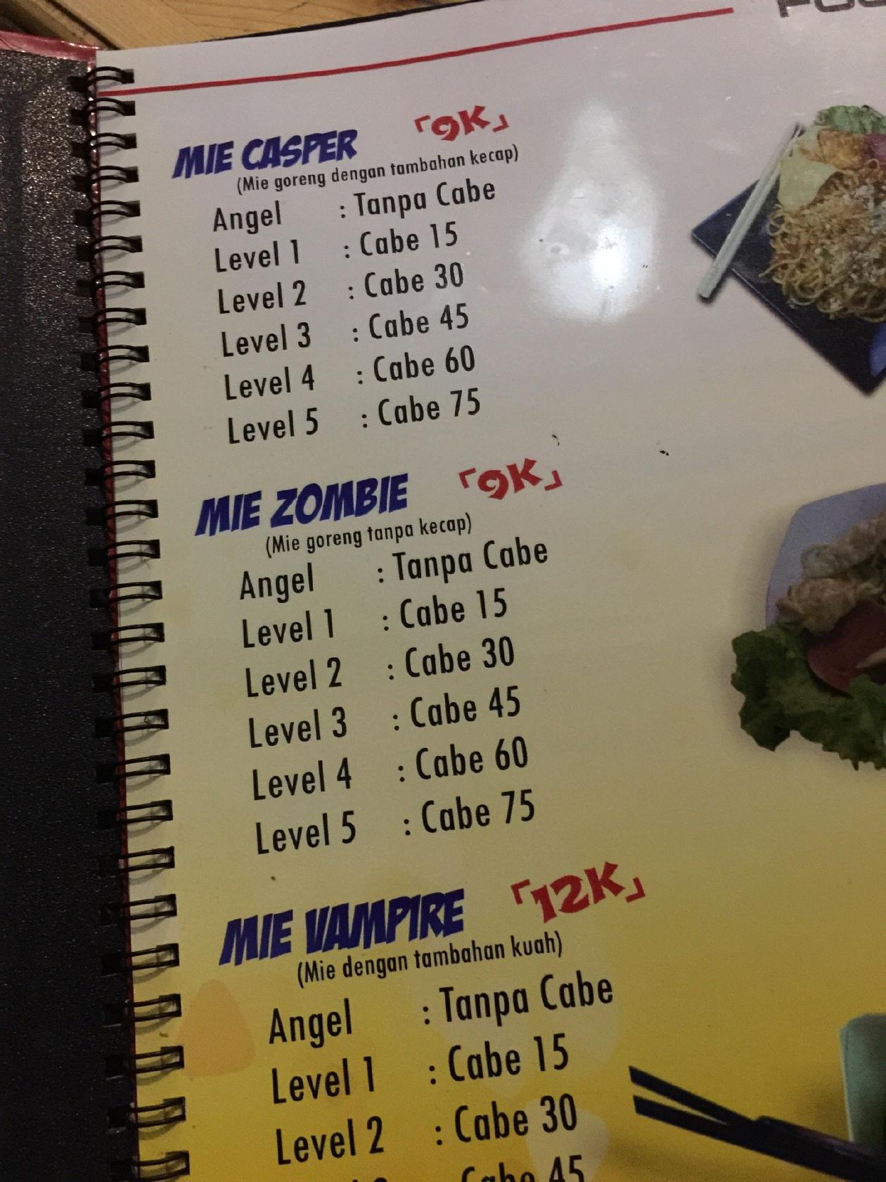 Menu at Mie Casper, Tuban