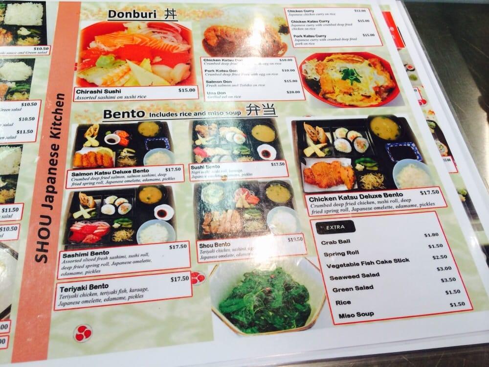 Menu at Shou Japanese Kitchen restaurant, Greenwood