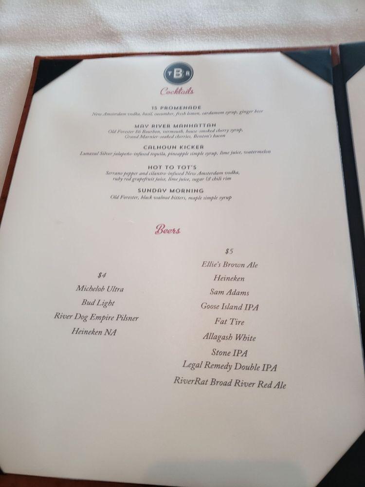 Menu at The Bluffton Room restaurant, Bluffton