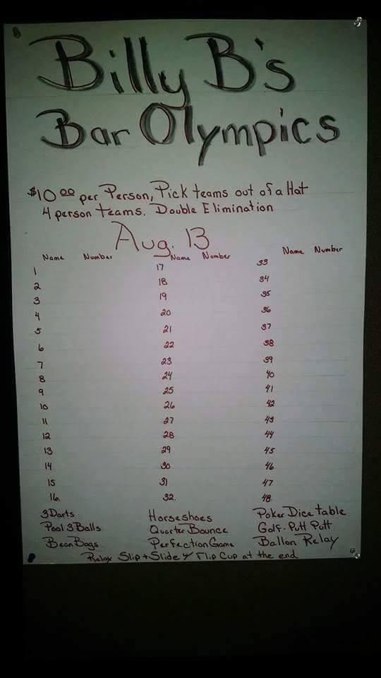 Menu at Billy B's pub & bar, Wautoma