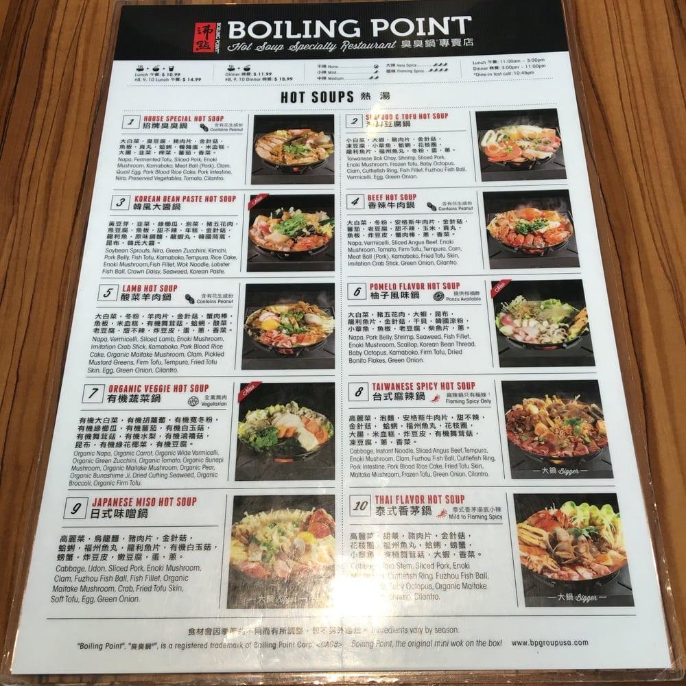 Menu at Boiling Point restaurant, San Gabriel