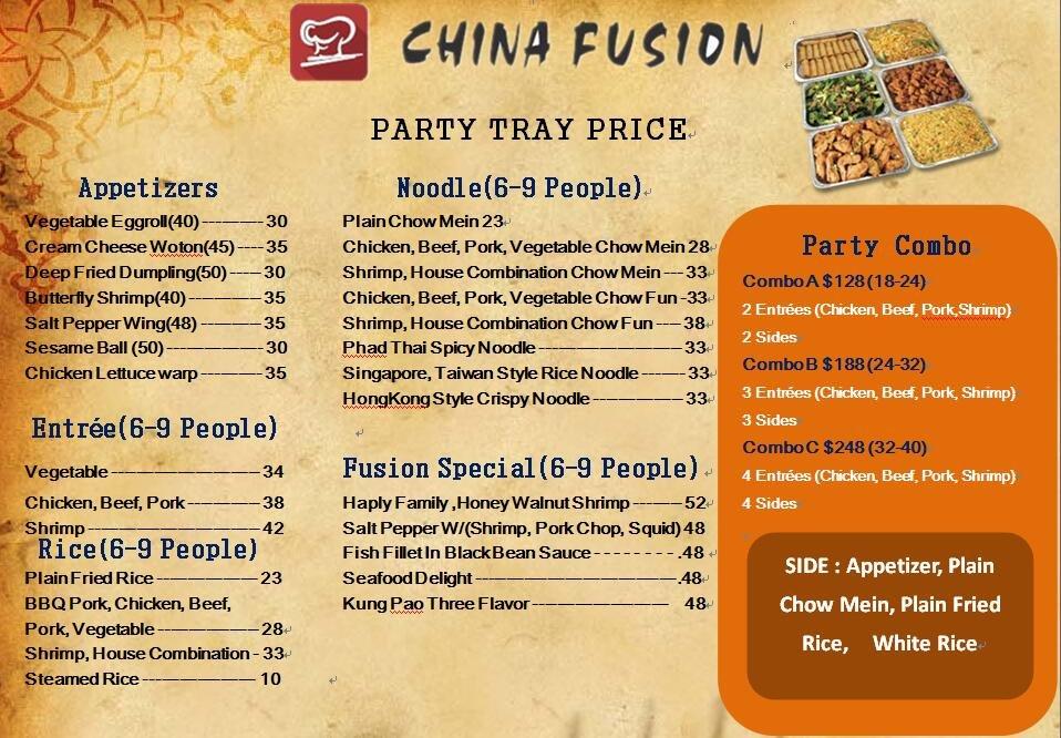 Menu at CHINA FUSION RESTAURANT, Oceanside