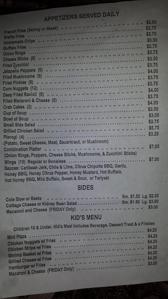 Carta del pub y bar Center Lounge, Whiting