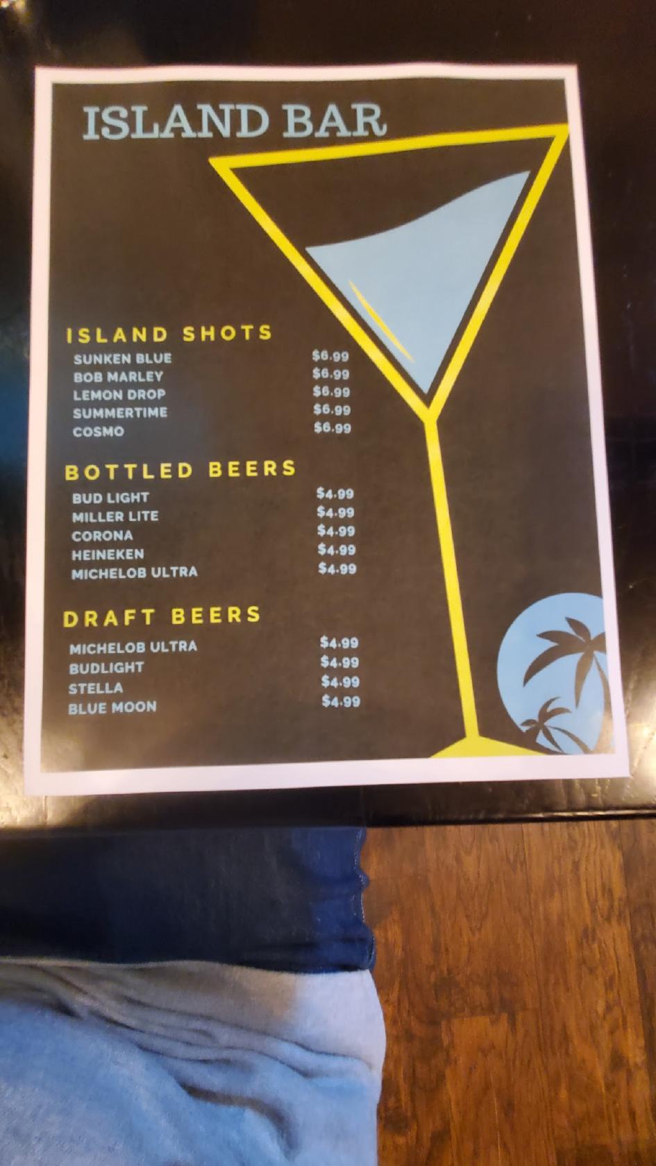 Menu at Island seafood restaurant, Tallahassee