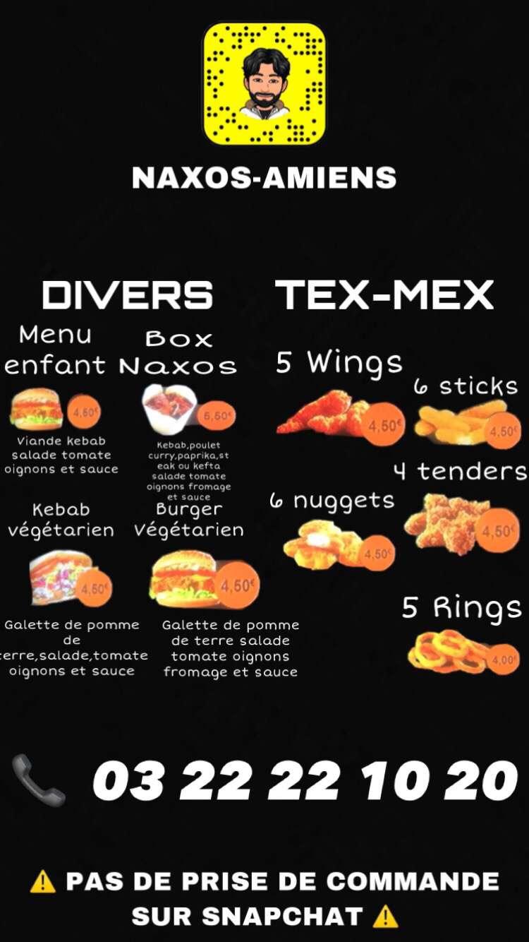 Menu at NAXOS restaurant, Amiens