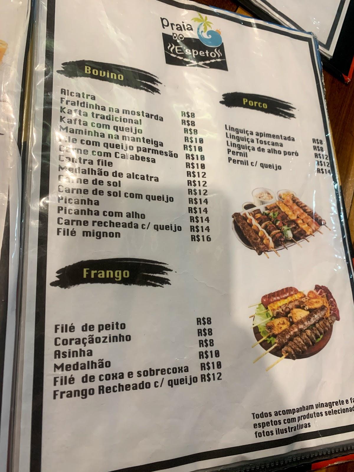 Menu em Na Brasa restaurante, Maragogi