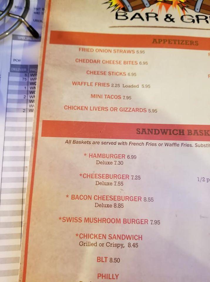 Menu at TNT Bar & Grill, Utica