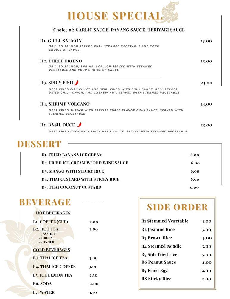 Menu at Thai Smile restaurant, Waterbury