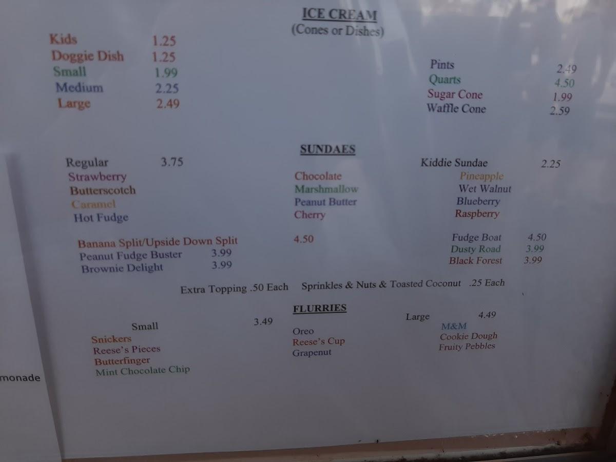 Menu at Twist & Shake restaurant, Hustontown