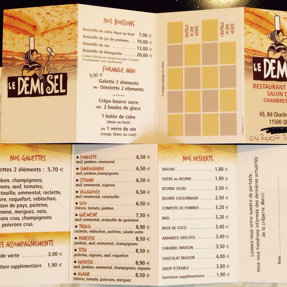Menu at Auberge le Demi Sel restaurant, Quillan