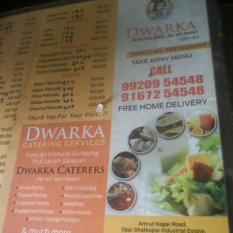 Menu at Dwarka Family Restaurant, Mumbai, Amrut Nagar Rd