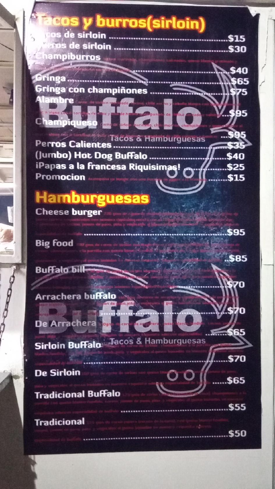 Hamburguesas y tacos Buffalo, Durango - Menú del restaurante, precios y ...