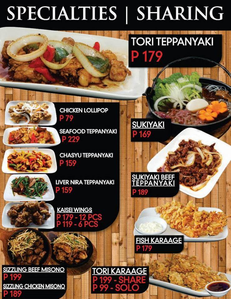 Menu at L'KAiSEi restaurant, Bacolod, Sm City South Wing