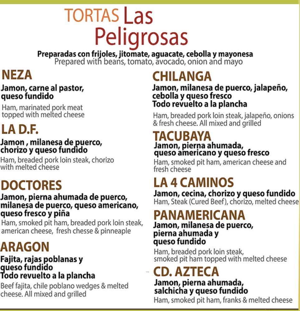 Menu at LA HECHIZERA TORTAS N RICHLAND HILLS restaurant, North Richland ...