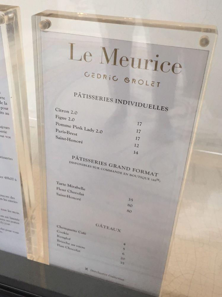 Carta del restaurante La Pâtisserie du Meurice par Cedric Grolet, Paris ...