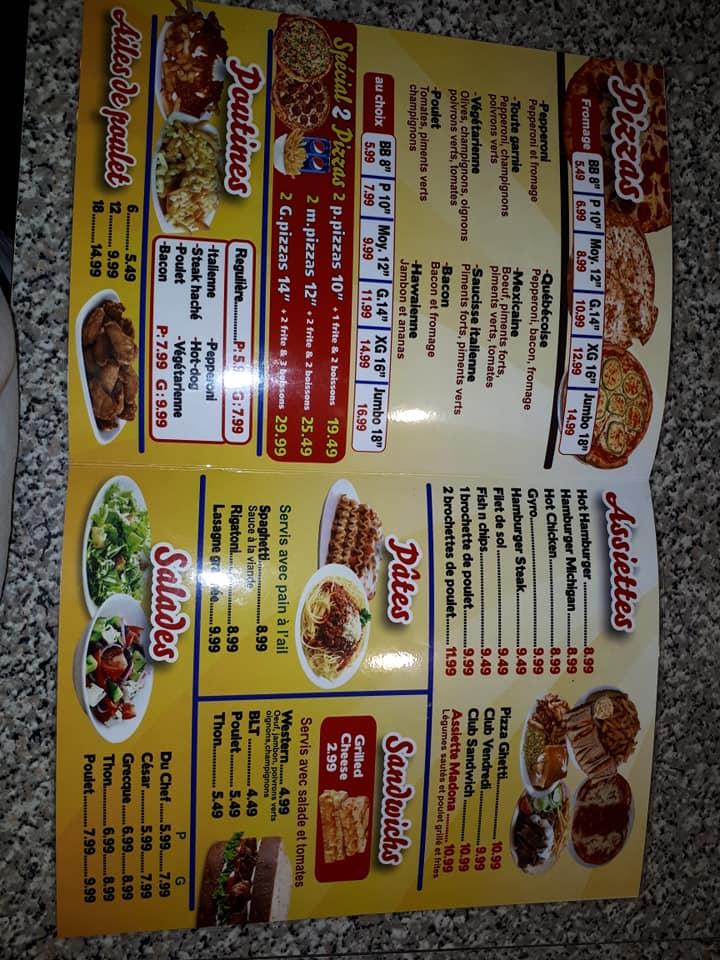 Menu at Pizza Express pizzeria, Montréal, Rue Masson