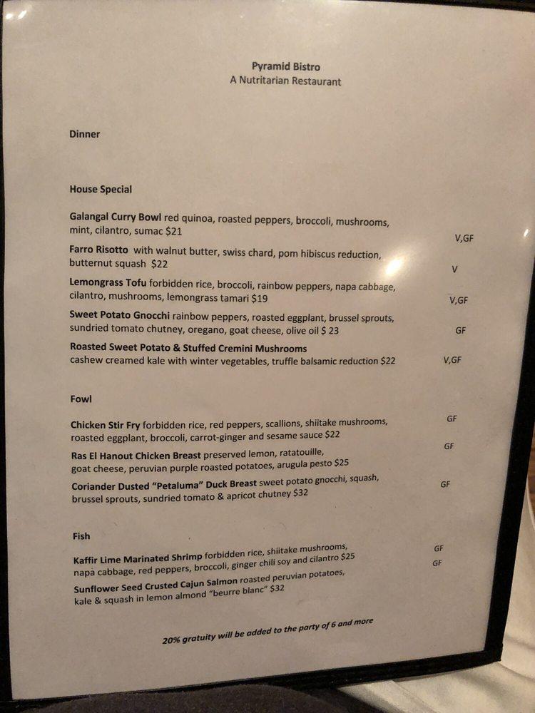 Menu at Pyramid Bistro pub & bar, Aspen