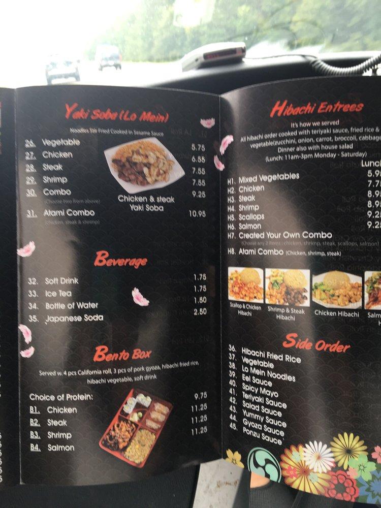 Menu at Ichiro hibachi Express ( Sakura Express) restaurant, Slidell