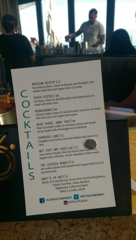 Menu at 360 Rooftop Bar, St. Louis