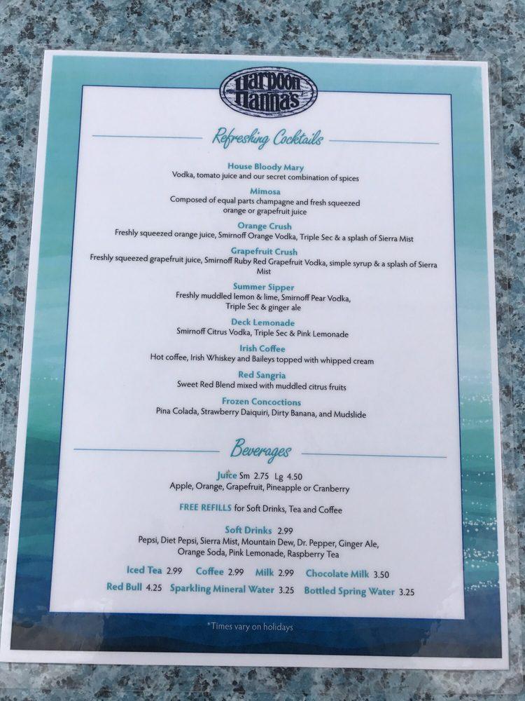Menu at Harpoon Hanna's pub & bar, Fenwick Island