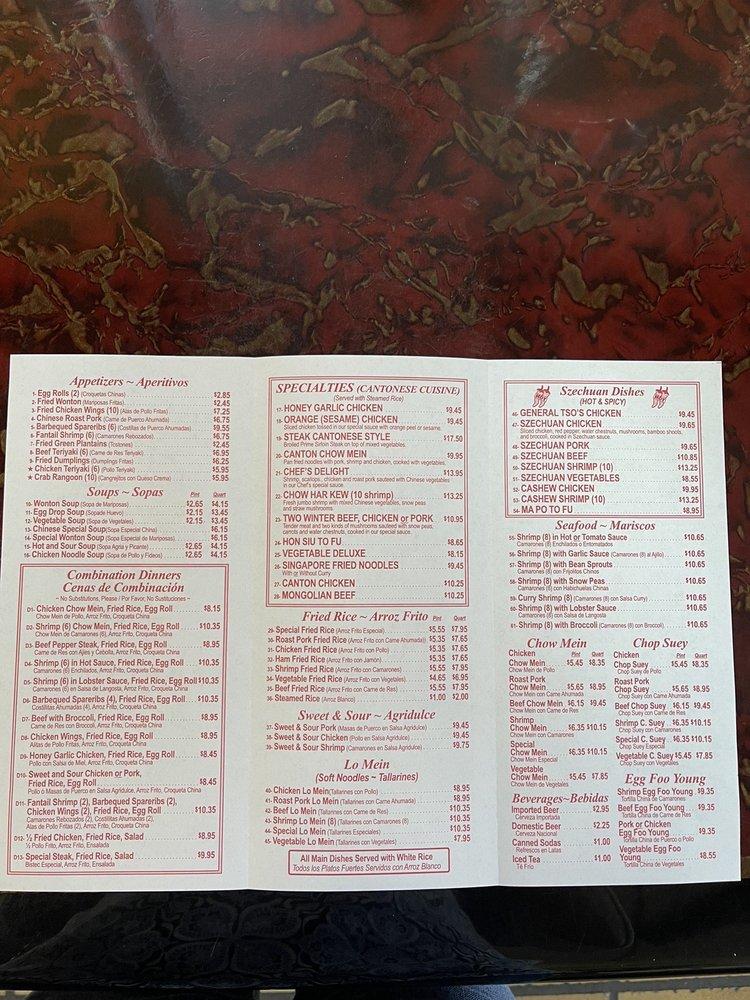 Menu at La Estrella China Restaurant, Miami