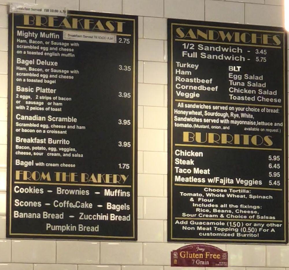 Menu at Sister's Deli cafe, Bellevue