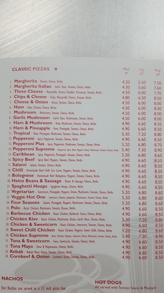 Menu at pizza perfection restaurant, Goldthorpe, 113 High St