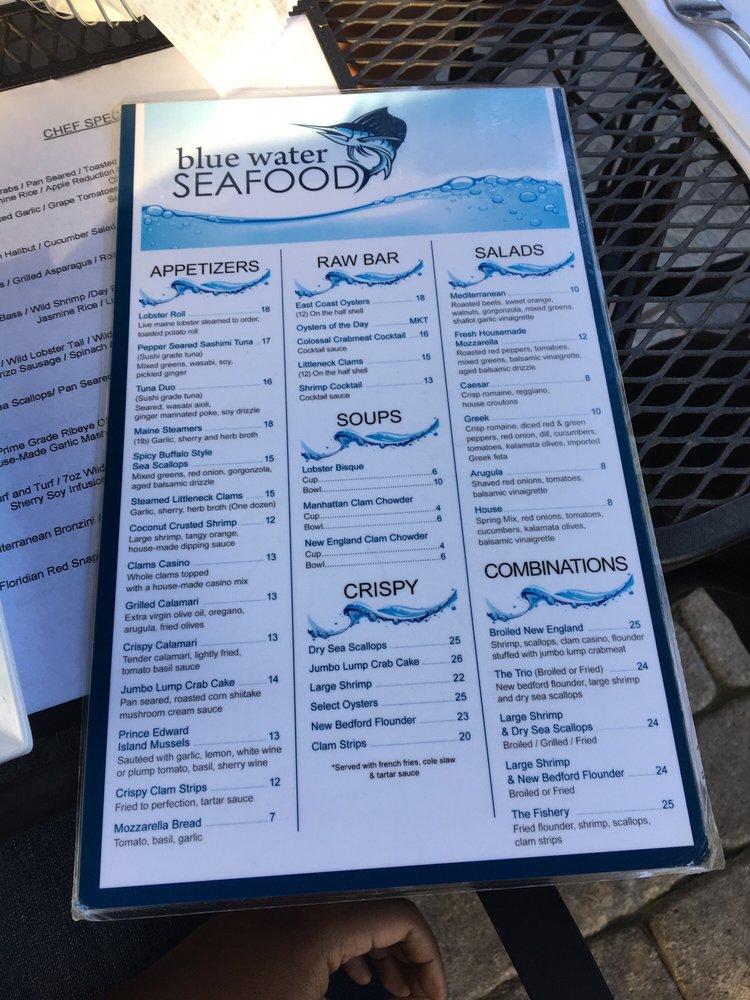 Menu at Blue Water Seafood restaurant, East Brunswick