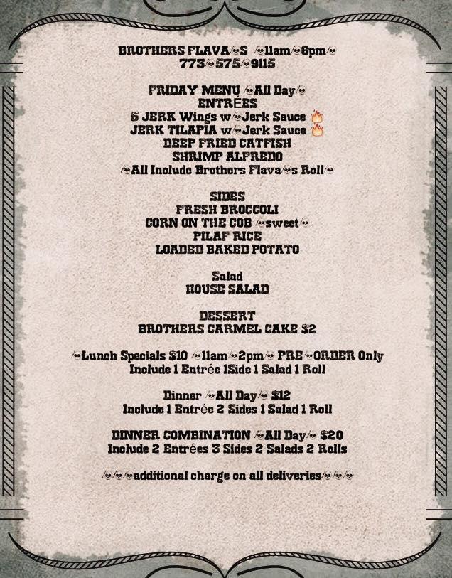 Menu at Chef Boy Tate restaurant, Chicago