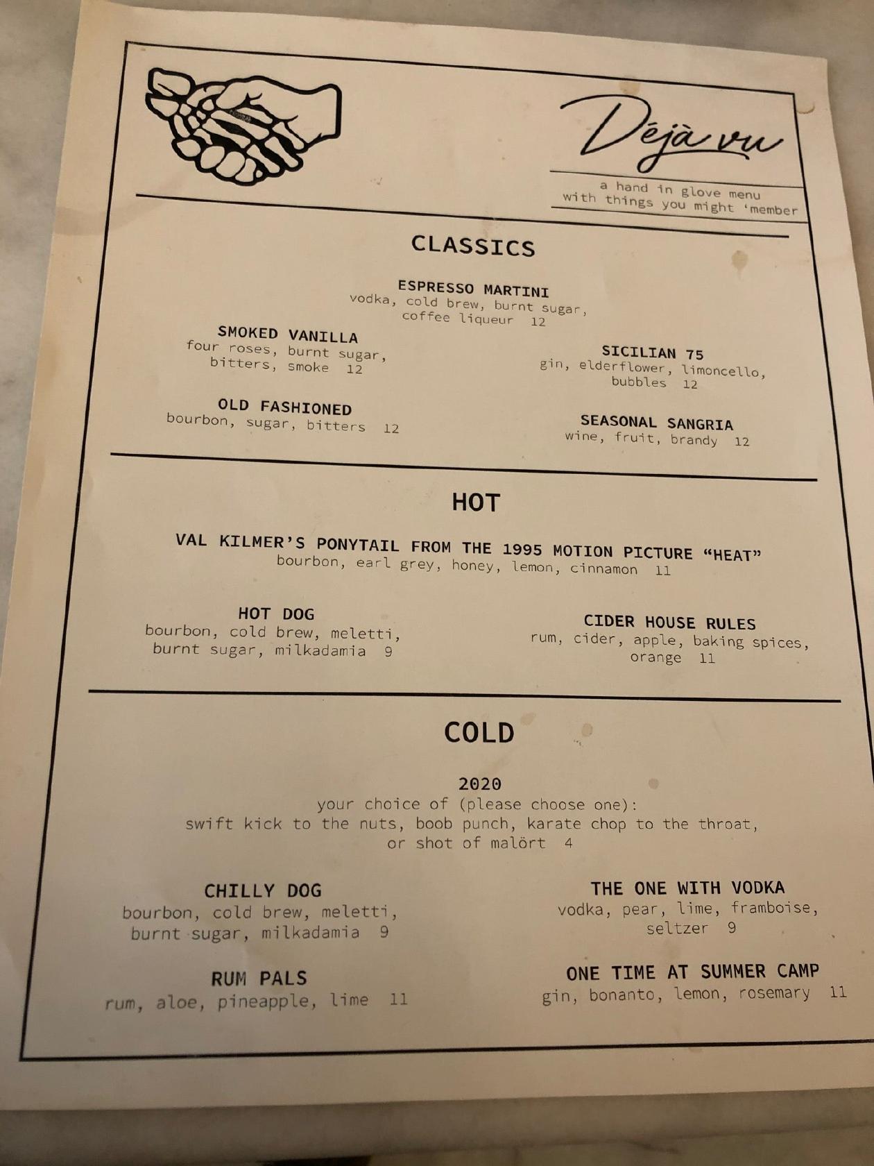 Menu at Hand in Glove pub & bar, Lee's Summit