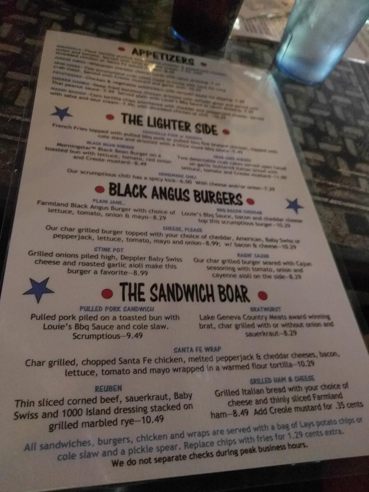 Menu at Hogs & Kisses pub & bar, Lake Geneva