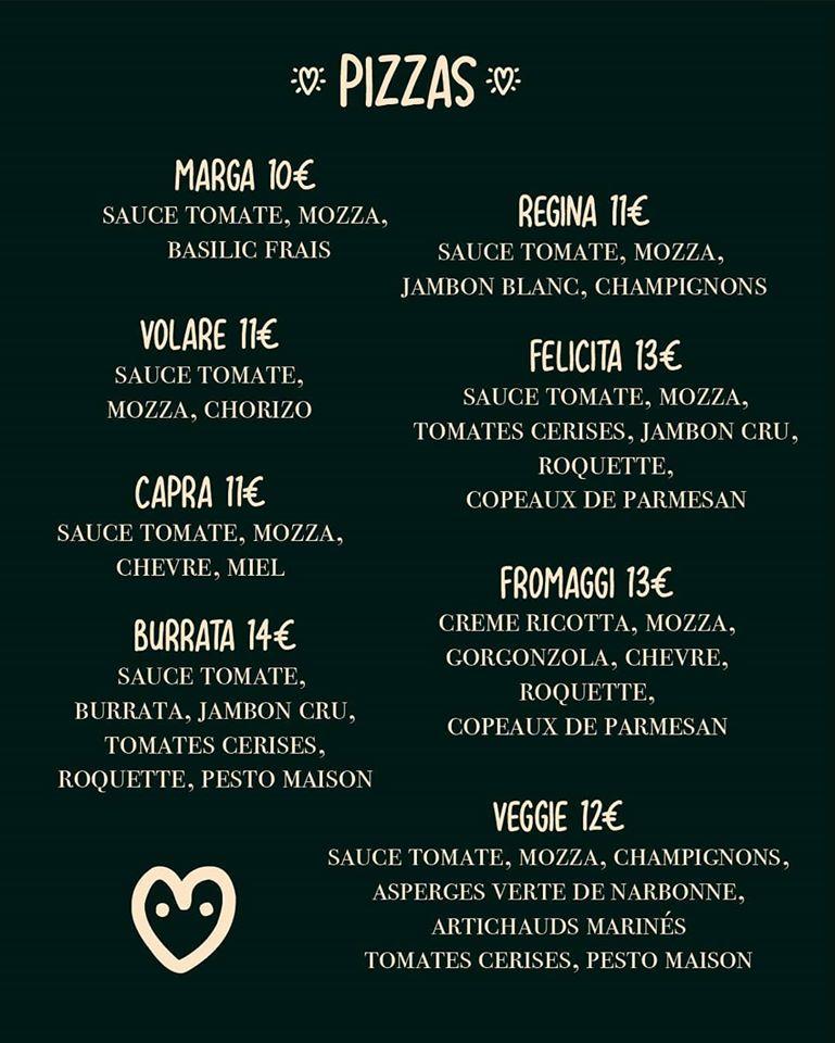 Menu at La Jument Verte pizzeria, Narbonne