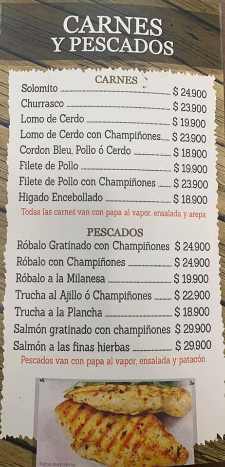 Menu at Restaurante bar el edén, Retiro