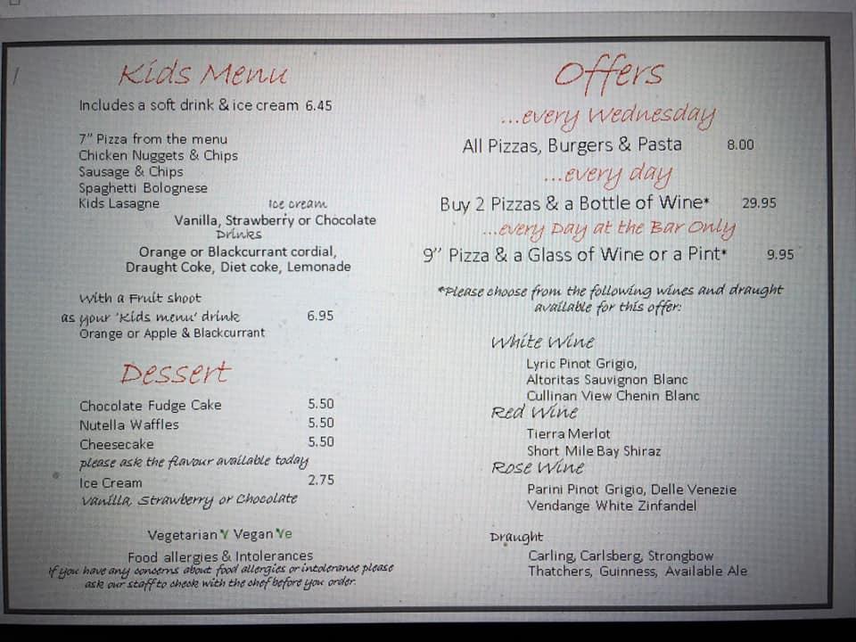 Menu at The Admiral Inn pub & bar, Reigate