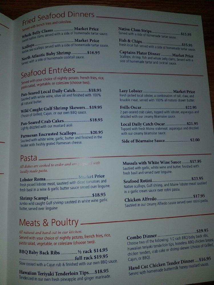 Menu at The New England House Seafood & Sports Bar, Wells
