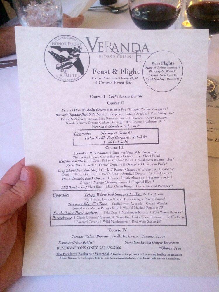 Menu at Veranda E restaurant, Naples