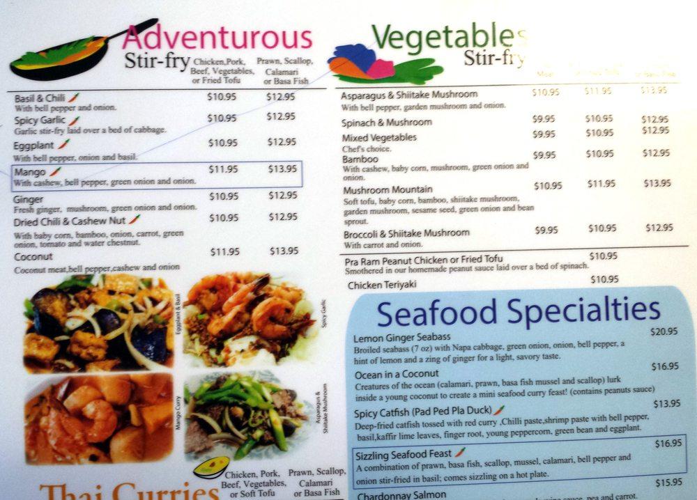 Menu at Blue Mango restaurant, San Jose, 635 Coleman Ave