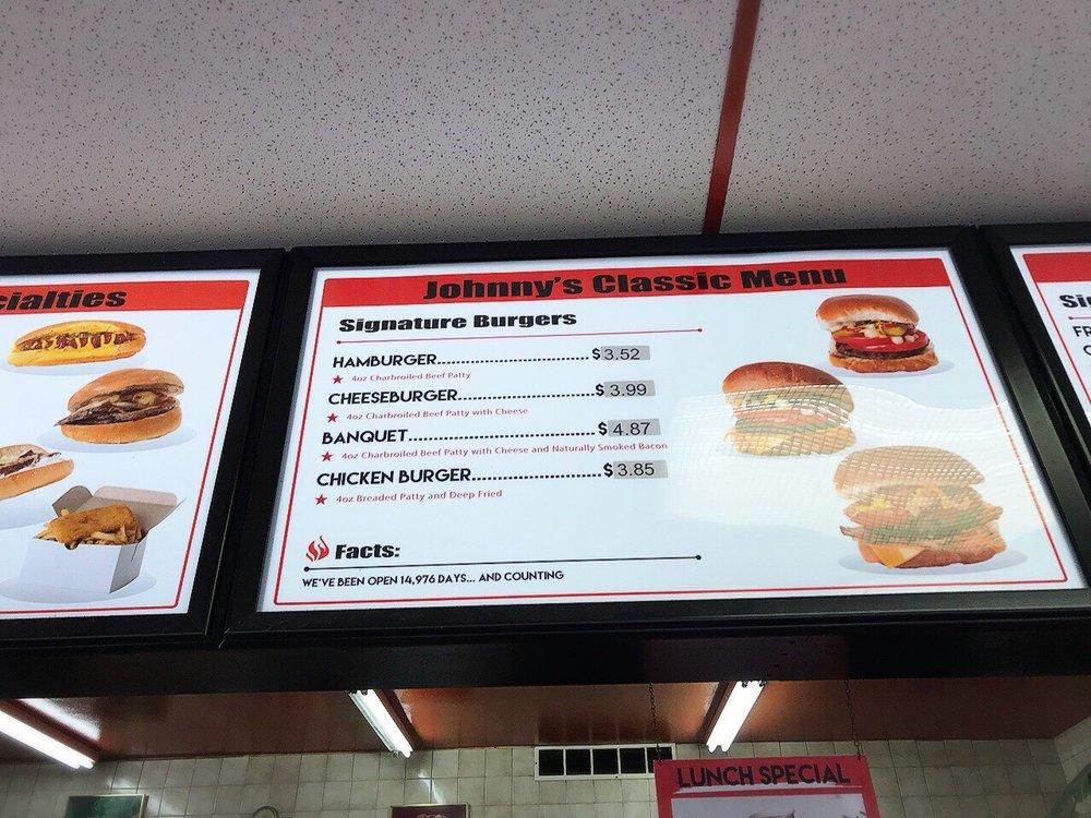Menu at Johnny's Hamburgers restaurant, Toronto