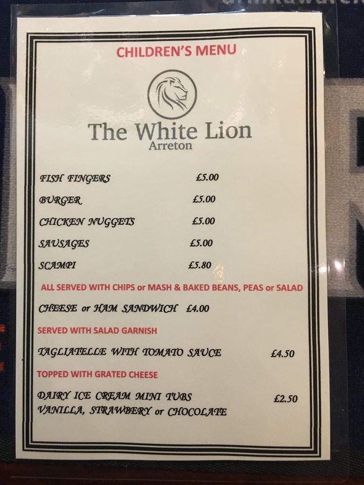 Menu at The White Lion pub & bar, Newport