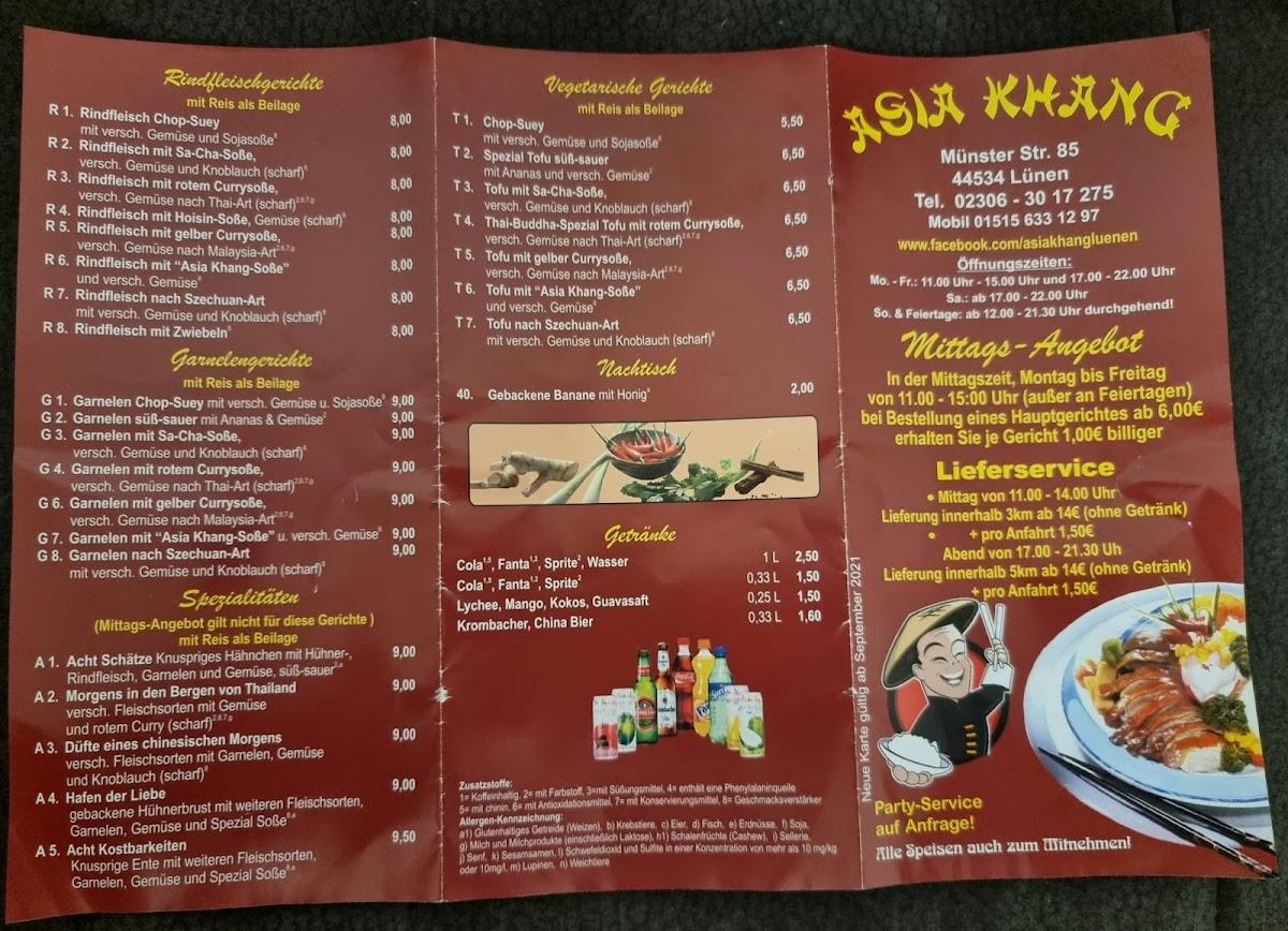 Speisekarte von Asia Khang restaurant, Lünen