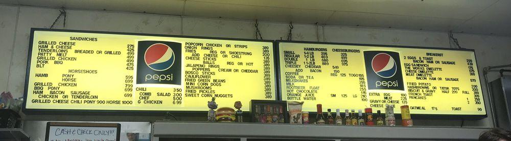 Menu at Bill's Toasty Shop restaurant, Taylorville