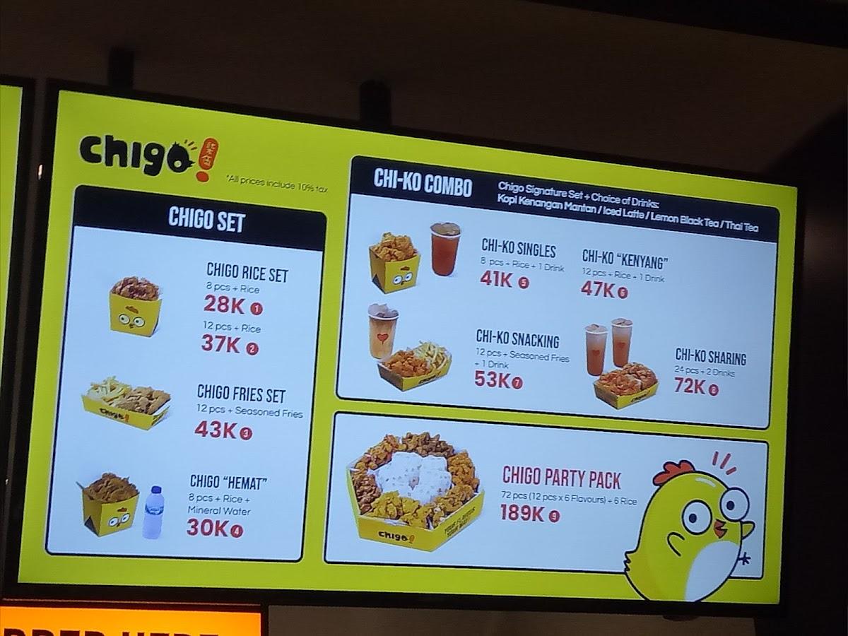 Menu at Chigo, Blok M Plaza restaurant, South Jakarta, QQ4X+545
